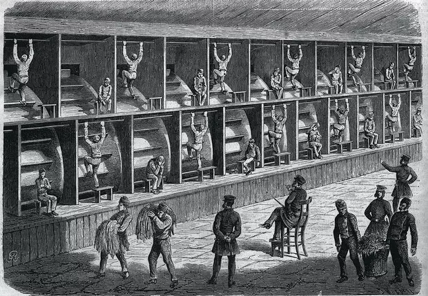 Stående hjul i London Prison, 1868