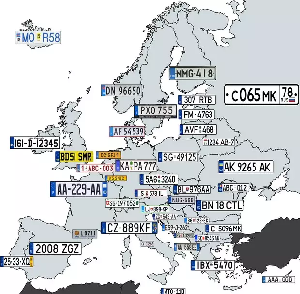 Imaxe №1 - Mapa: que parecen os números de coche en diferentes países