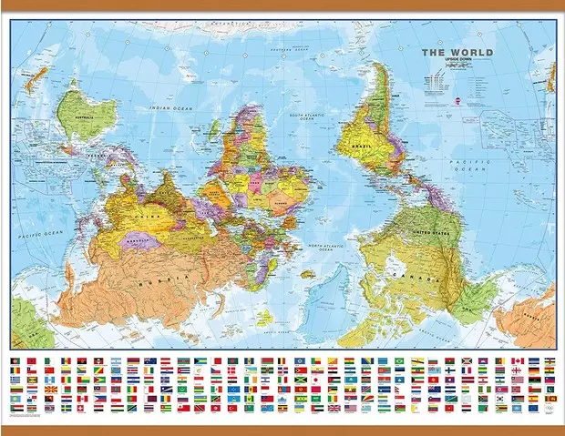 Photo Nummer 1 - Welt auf dem Kopf nach unten: ungewöhnlich aussehende geografische Karten