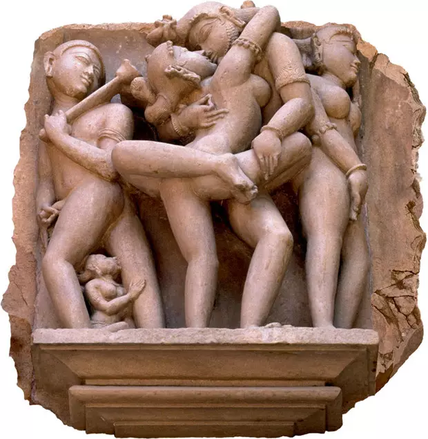 Sculpture yn Khajuraho-kompleks