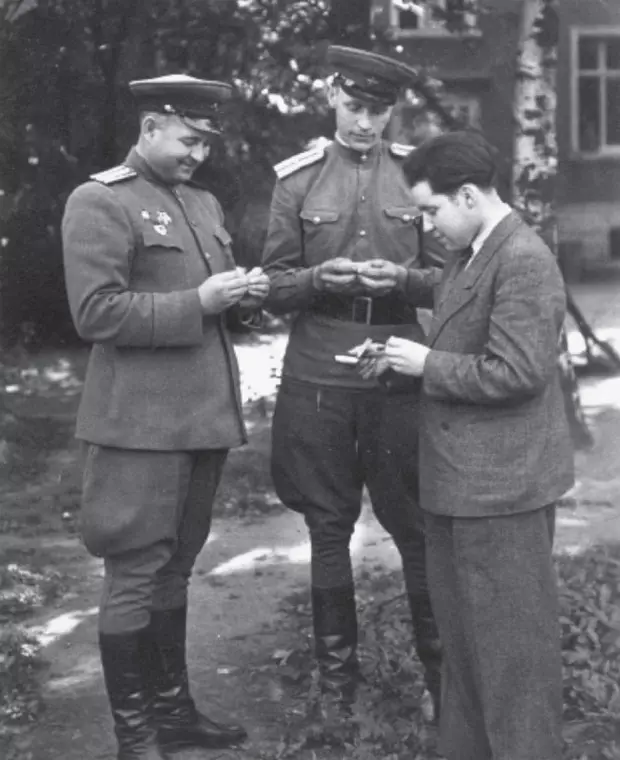 With Soviet officers