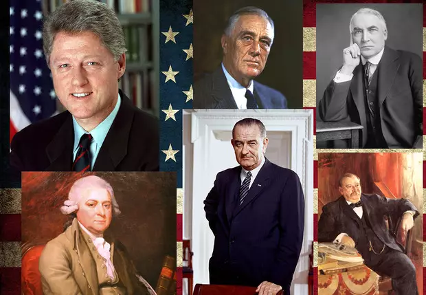 Nuotraukų numeris 1 - 9 JAV prezidentai, dalyvaujantys sekso skandaluose