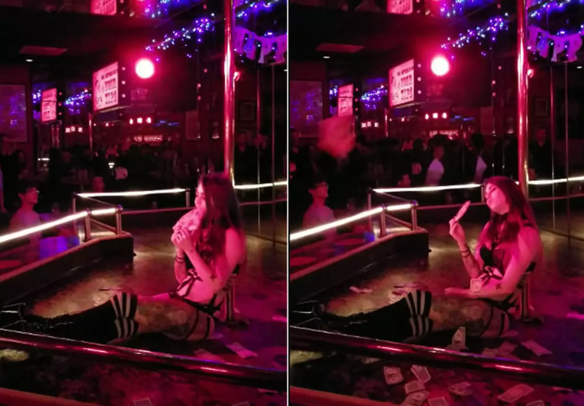 Die stripper eet die pizza reg tydens die vertoning. Lak video