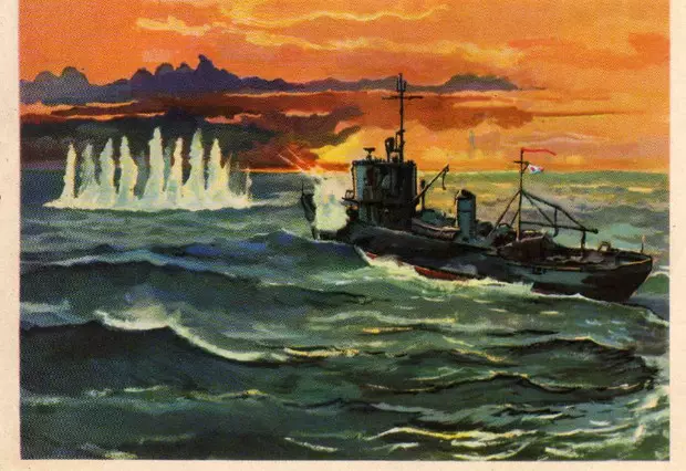 Fourwell T-116 dries a submarine. Postcard. 1974