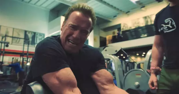 Schwarzenegger کي جھلڻ واري ڪرسي ۾ 