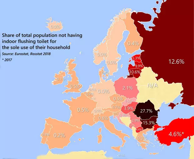 Ata №2 - Faafanua o Europa, faʻaalia, o le a le pasene o tagata o loʻo nonofo i atunuʻu taʻitasi i le fale e leai se tagata toleii