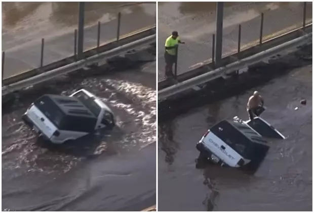 FOTO №1 - SUV se odvezao u jamu i gotovo se slomio na pola. Uzbudljiv video