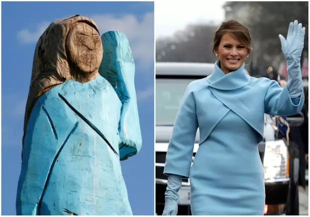 Foto №1 - Slovēnijā parādījās Melaja Trump koka statuja, un vietējie iedzīvotāji nav gandarīti