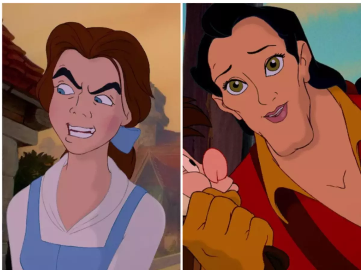 Photo №3 - c'est ce que ressemblent aux héros et méchants de Disney, si leurs visages changent de place