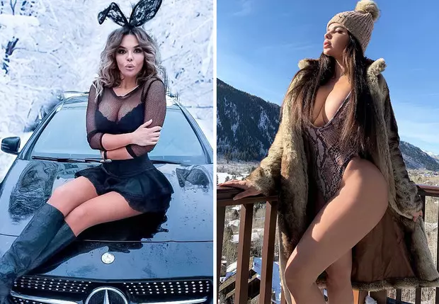 Llun №1 - storm eira: Kim Kardashian, Kendall Jenner, Tatiana Kotova a merched enwog eraill yn gosod eu lluniau gaeaf poeth