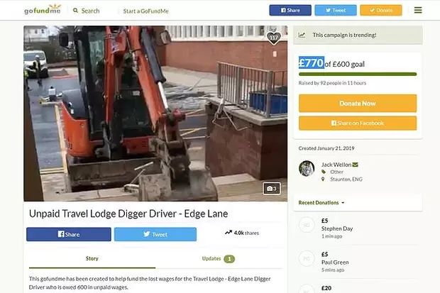 تصوير نمبر 3 - ۾ Liverpool، هڪ ننڍي excavator جي ڊرائيور جي unpaid پگهار (وڊيو) جي ڪري هوٽل نمبر