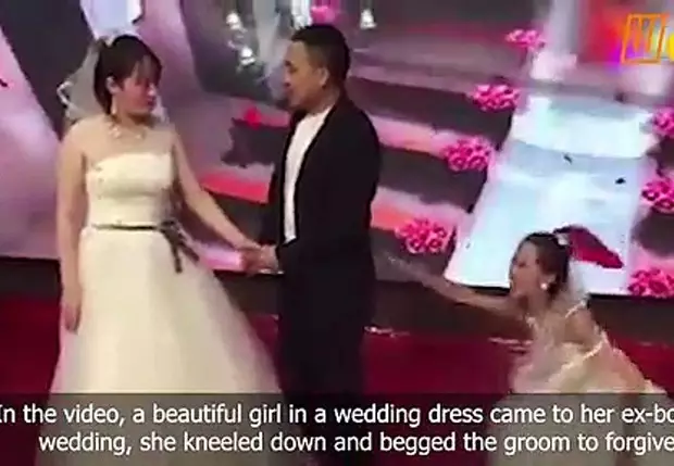Kinijos vestuvės bandė sutrikdyti kitą pasirodė nuotaką, tačiau jaunikis išliko 
