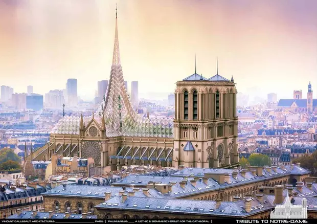 Ảnh №2 - Cách khôi phục Notre Dame. Mái sợi thủy tinh, tấm pin mặt trời, vườn và chủ nghĩa tương lai (ảnh)